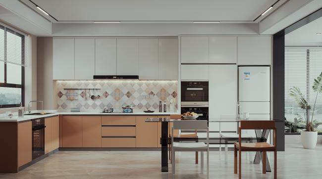 Modular kitchen cabinet installation example