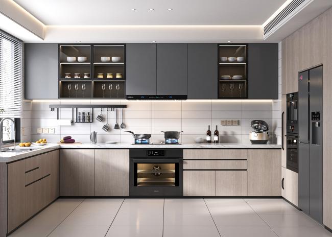 Modern modular kitchen cabinet with sleek design and ample storage