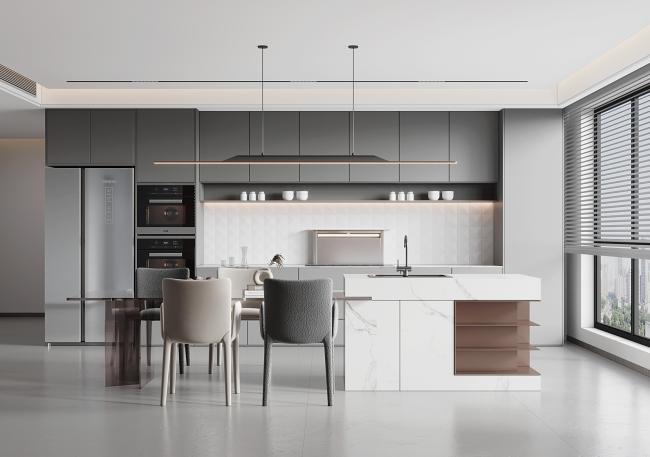 Functional kitchen cabinet system with integrated appliances