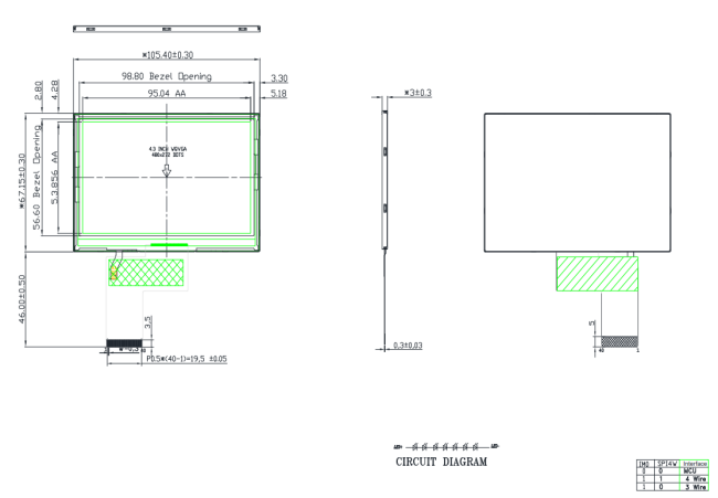 4.3 Inch TFT LCD Display module