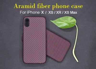 China Caja real del teléfono de la fibra de Aramid del estilo de la tela cruzada del color rojo para el iPhone X en venta