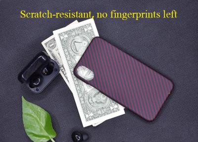 China Caja real del teléfono de la fibra de Aramid del estilo de la tela cruzada del color rojo para el iPhone X en venta
