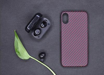 China Caja real del teléfono de la fibra de Aramid del estilo de la tela cruzada del color rojo para el iPhone X en venta