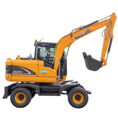 Κίνα 14.6KW Δύναμη XN75 7ton υδραυλική μίνι σκάφος με ρόδες κουβά με υδραυλική βαλβίδα HJH προς πώληση
