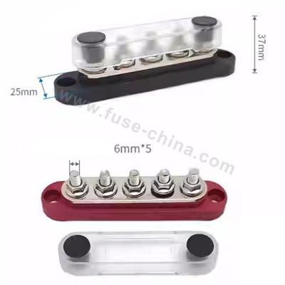 China 150A 48V Gleichspannung Rot Schwarz 5 Weg M6 Stang Busbar mit Abdeckung zu verkaufen