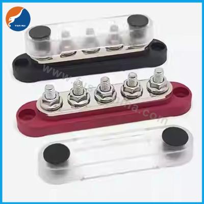 China 150A 48V Gleichspannung Rot Schwarz 5 Weg M6 Stang Busbar mit Abdeckung zu verkaufen