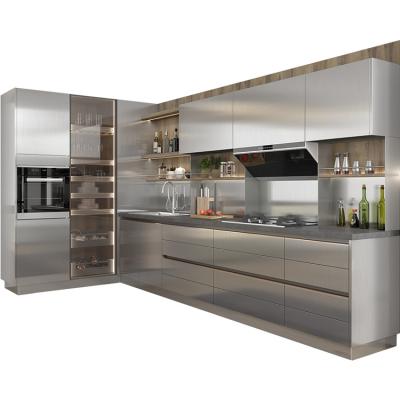 Cina L'armadio da cucina di Gray Gloss Modular Stainless Steel ha messo a forma di L moderno in vendita