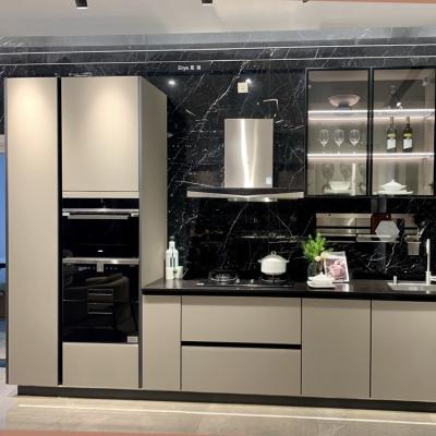Cina Armadi da cucina moderni d'acciaio modulari di lucentezza di colore del caffè della vetroresina alti in vendita