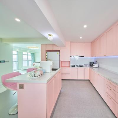 Cina Abitudine classica di lusso della cucina di colore di rosa dei Governi modulari di acciaio inossidabile in vendita