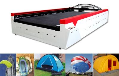 中国 テント、パラシュート、Sailcloth のための平床式トレーラー ポリ塩化ビニール レーザーの生地の打抜き機 販売のため