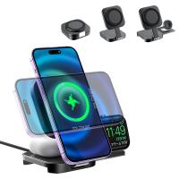 Quality Space Saving Magnetic 3 In 1 Wireless Charger Adjustable Angle For Iwatch for sale