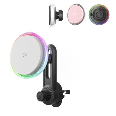 China QI2 Certified Magnetic Car Mount Wireless Charger With Cooling Fan And Starry Sky Light For Automotive for sale