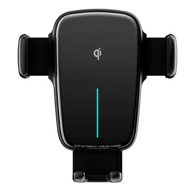 China 15W Fast Charging Wireless Car Phone Holder with Auto Matching Coil and Type C Connection for sale