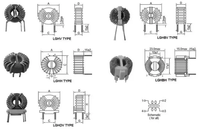 Nano-Crystal Core Vertical Common Mode Choke Coil Inductors