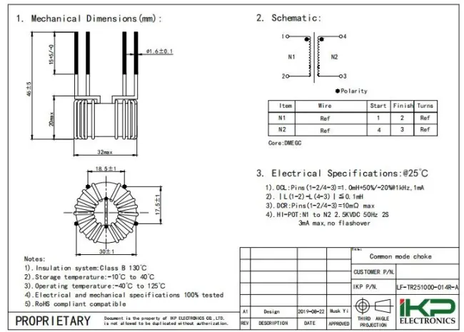 Horizontal Common Mode Choke Coil for Power Line