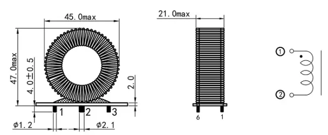 Vertical Toroidal Sendust Core Differential Mode Choke with Litz Wire