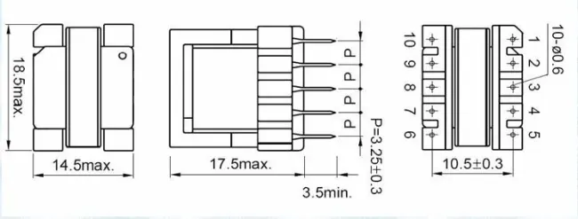 Horizontal Ee16 High Frequency Transformer with Fly-Line