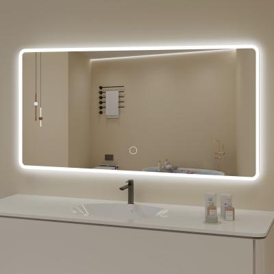 China Smart Touch LED Lighted Vanity Mirror Anti-Fog Modern Wall Mounted Bathroom Mirror Magic Lighting for sale