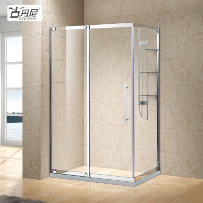 China Bathroom Rectangular Single Moving Door 2 Pieces Fixed Shower Panels with Shelf Shower Bath Rooms Complete for sale