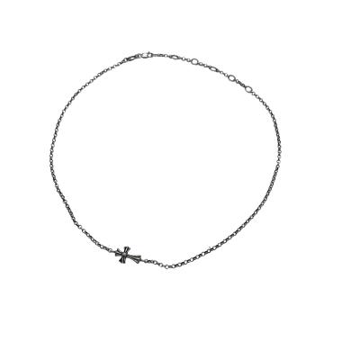 China 925 Sterling Silver Thin Cross Pendant Necklace with 1.5 cm Pendant and 42cm Chain Length Featuring S925 Logo for sale