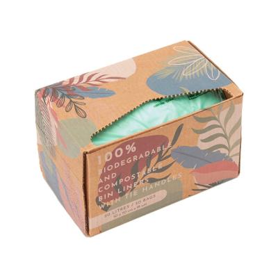Wave Top Handle Compostable Garbage Bags Non Toxic With Retail Dispenser Box