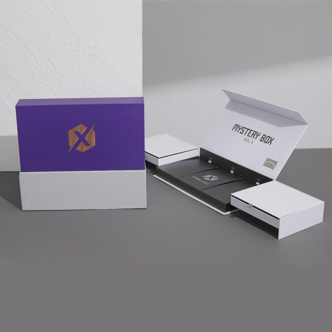 Luxury clamshell packaging box with two slots