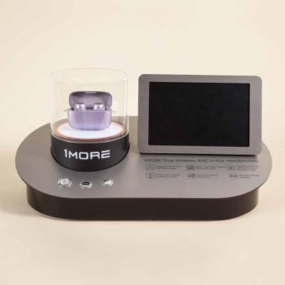 China Custom Clear Acrylic Counter Headphone Display Stand Rack With LED Charge for sale