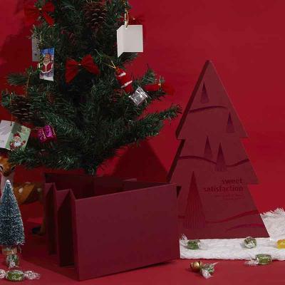 China Handmade Innovative Candy Storage Box Tree Shaped Paper Red Cardboard Gift Packaging Box for sale