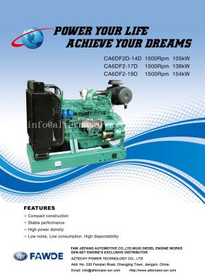China 96KW-154KW 6DF Series of FAW Diesel Engine for sale