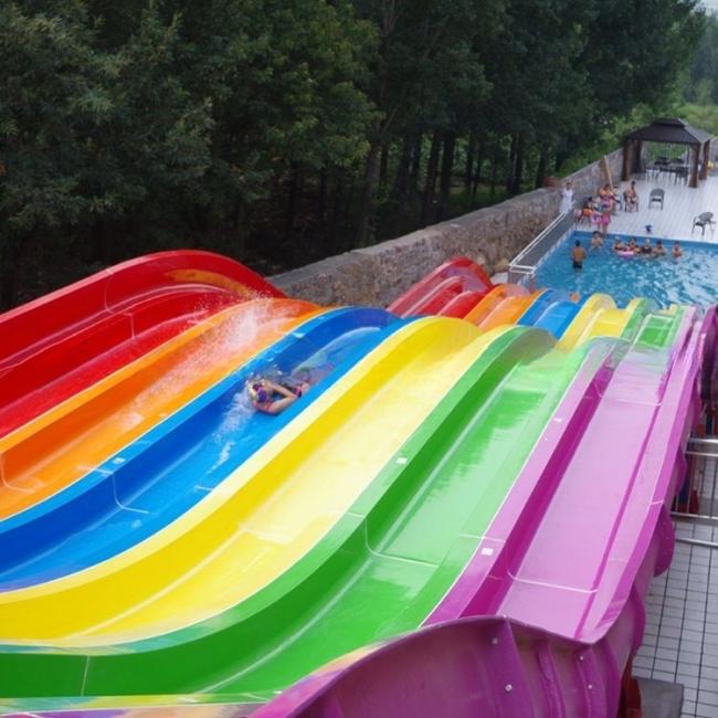 Top view of the water slide showing multiple lanes