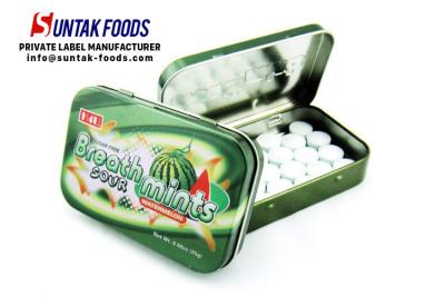 Cina Amichevole eco- del metallo di latta del contenitore di Candy di sapore a forma di rotondo dell'anguria in vendita
