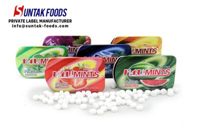 Cina Frutta acida sana a bassa percentuale di grassi verde Candy, contenitore libero di latta dello scorrevole di Candy di caloria in vendita