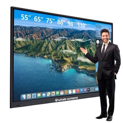 China 65/75/86/100 Inch 4K Display Smart Board Touch Screen Digital School Teaching Flat Panel Interactive Whiteboard for sale