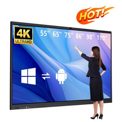 China 65 75 85 86 98 110 Inch Pen Finger Touch Interactive Flat Panel 4k Lcd Digital Interactive Smart Boards for Schools Teaching for sale