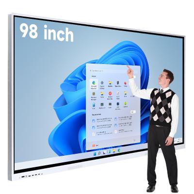 China 98 100 Inch All-in-One Interactive Smart Board 4K UHD AI Camera Wireless Screen Mirroring Interact Whiteboard Smart Boards for sale