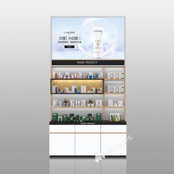 White glossy skincare display cabinet