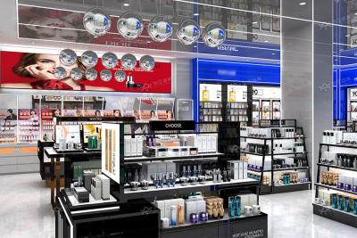 China Beauty Store Interior Design Gold Rush Series Case 146sqm Cosmetic Store Decoration and  Beauty Display Cabinet for sale