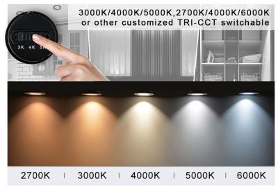 중국 15W COB LED Tri-CCT MR16 모듈 3000K/4000K/5000K 또는 2700K/4000K/6000K 사용자 정의 판매용