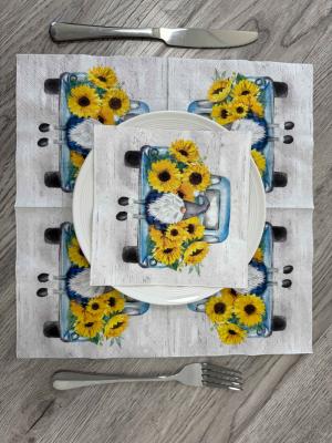 China Champagne Custom Printed Paper Napkins OEM 1/4 Fold Beautiful Paper Napkins for sale