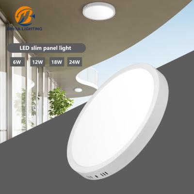 中国 Surface Mounted Indoor Office Lighting Square Round Aluminum 6w 12w 18w 24w Smd Led Silm Panel Light 販売のため