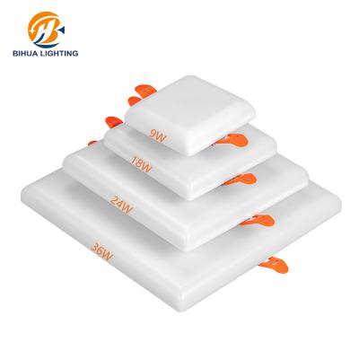 中国 Super Bright Indoor Square Round Aluminum PP 9w 18w 24w 36w Smd Frameless Recessed Ceiling Led Panel Light 販売のため