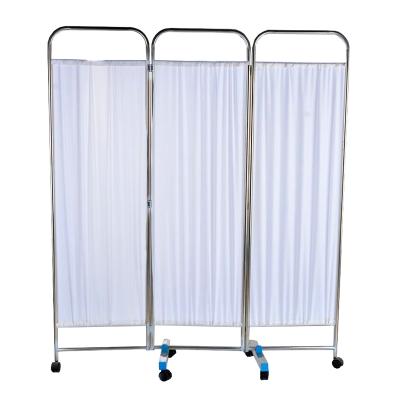 China MN-PF001 New Design 3 Fold Hospital Partition Screen Room Divider Hospital Ward Screen Divider with Wheels for sale