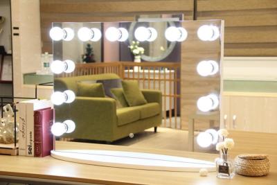 White Finishing Hollywood Dimmable Mirror With Big LED Light Bulbs for Beauty