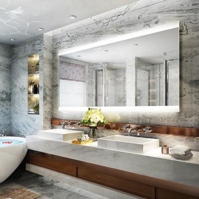 Cina Luce specchio da bagno a led decorativa personalizzata con altoparlante musicale e forma rettangolare in vendita