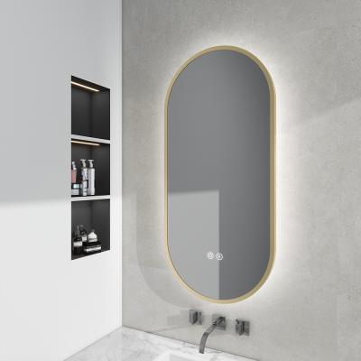China Luz de espelho de banheiro LED moderna com sensor de toque de temperatura de cor escurecível e design elegante sem moldura para interiores domésticos e projetos hoteleiros à venda