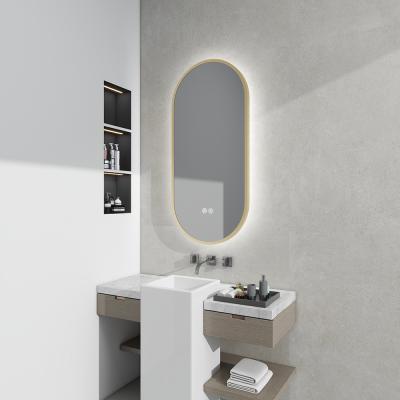China Luz de espelho de banheiro LED moderna com sensor de toque de temperatura de cor escurecível e design elegante sem moldura para interiores domésticos e projetos hoteleiros à venda