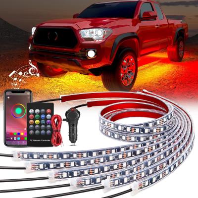 China 6Pcs Car Underglow Strip Lights 12V RGBIC Multi Color DIY Sound Active Function Music Mode with APP Control and Remote for sale