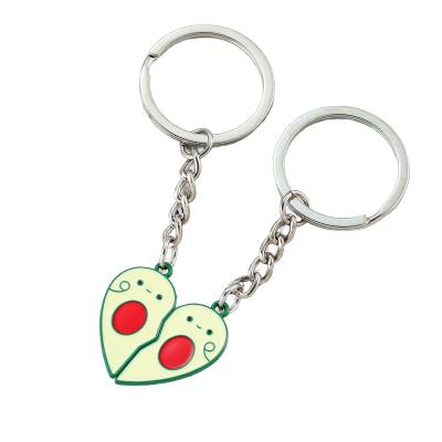 China Custom Cartoon Cute Pair of Heart-shaped Avocado Keychains for Two People Stitching Pendants Student Bag School Bag Pendant for sale