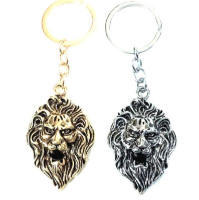 China Lion Head Metal Keychains Metal Animal Keychain Key Holder Souvenirs for sale