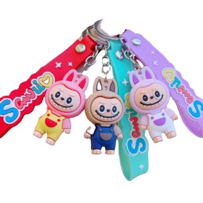 China Wholesale Cute Cartoon Girl Transparent Rubber Soft PCV Key Chain Toys Custom Keychain Anime Plastic PVC 3D Figure Keychains for sale